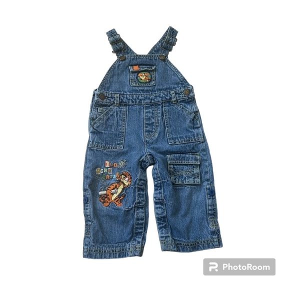 Disney | Bottoms | Disneys Tiger Denim Overalls Embroidered Tigger ...
